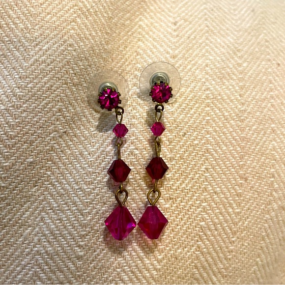 Jewelry | Magenta And Gold Dangle Earrings | Poshmark
